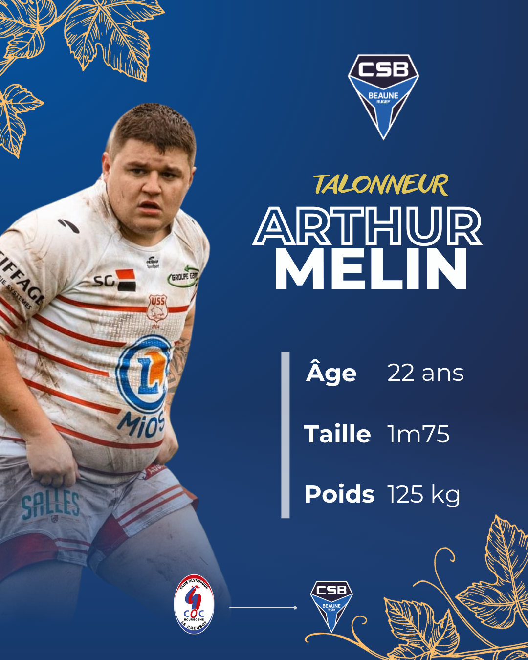 Bienvenue Arthur Melin - CS Beaune